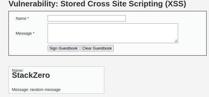 How To Exploit A Stored Xss Vulnerability On Dvwa Stackzero